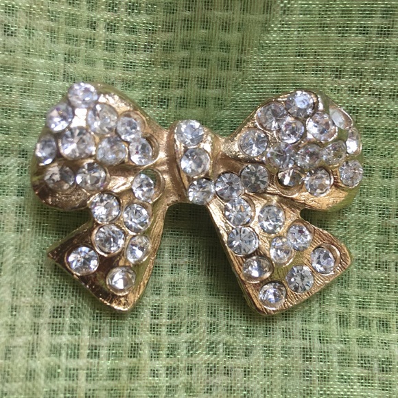 Accessories | Gold Metal Rhinestone Bow Buttons | Poshmark